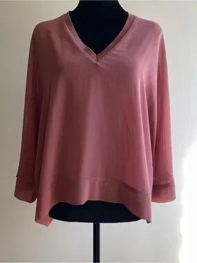 Zara | Tops | Zara Woman Dusty Rose Sheer Overlay Blouse Size S Layered ...